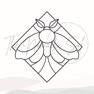 Moth in Square Pattern Stained Glass PDF Digital File - Etsy