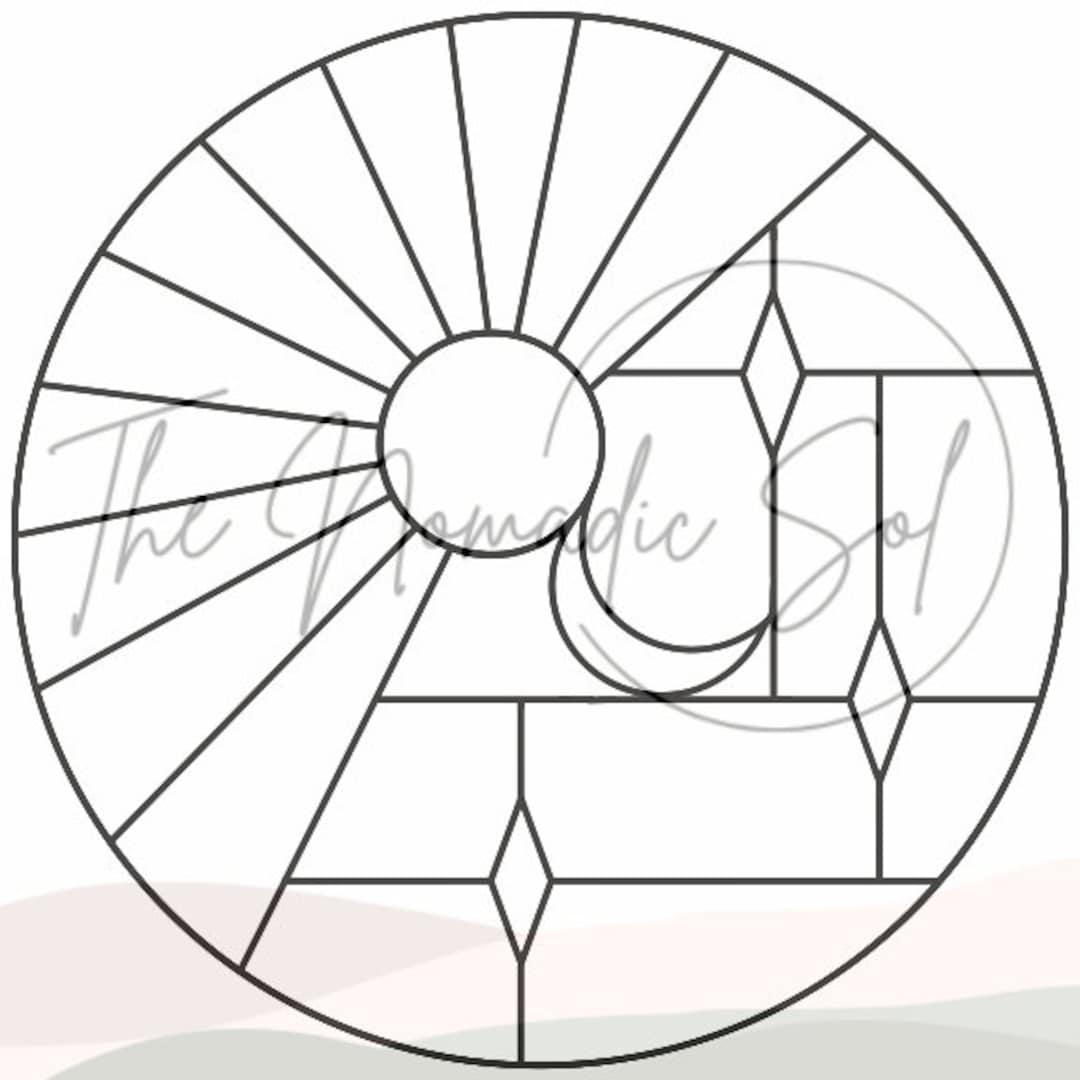 Sun And Moon Pattern Stained Glass Pdf Psd Png Digital File Etsy