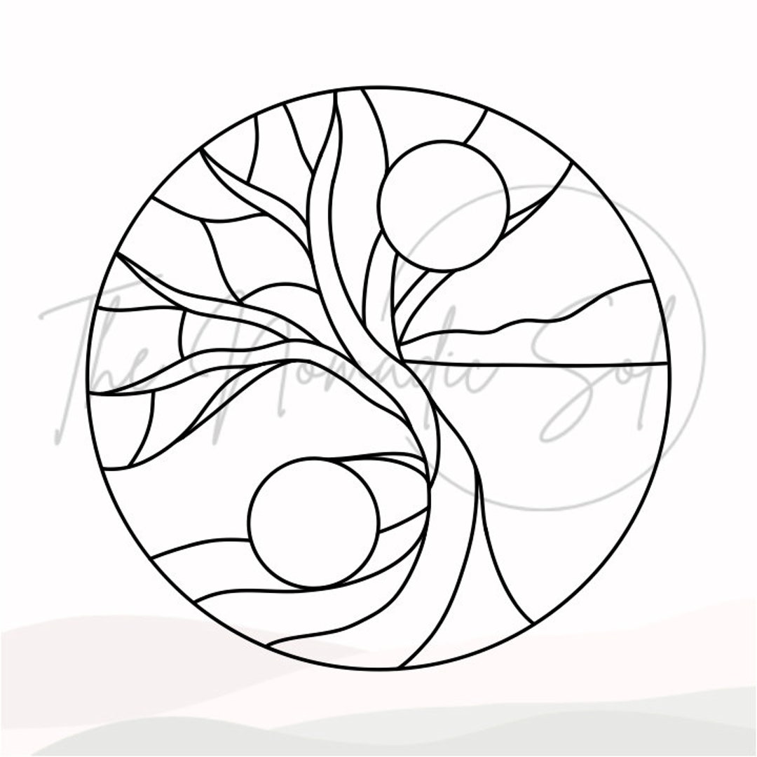 Yin Yang Day and Night Pattern Stained Glass PDF Digital File - Etsy