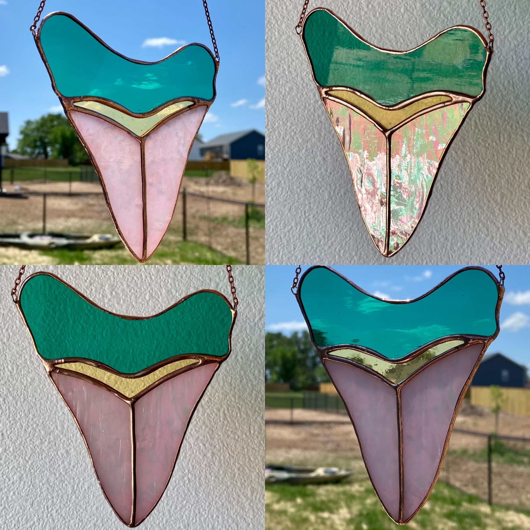 Colorful Sharks Tooth Stained Glass Sun Catcher - Etsy