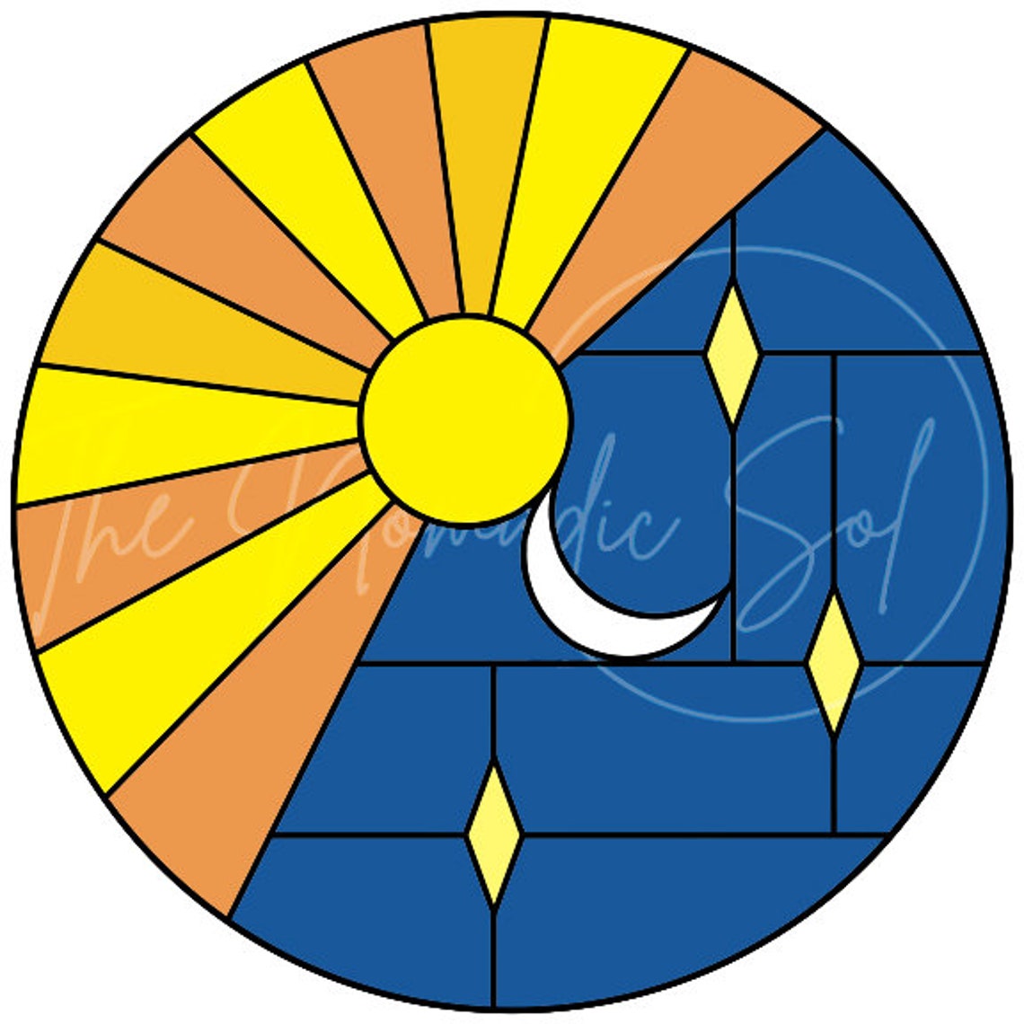 Sun & Moon Pattern Stained Glass PDF Psd Jpg Png Digital File - Etsy
