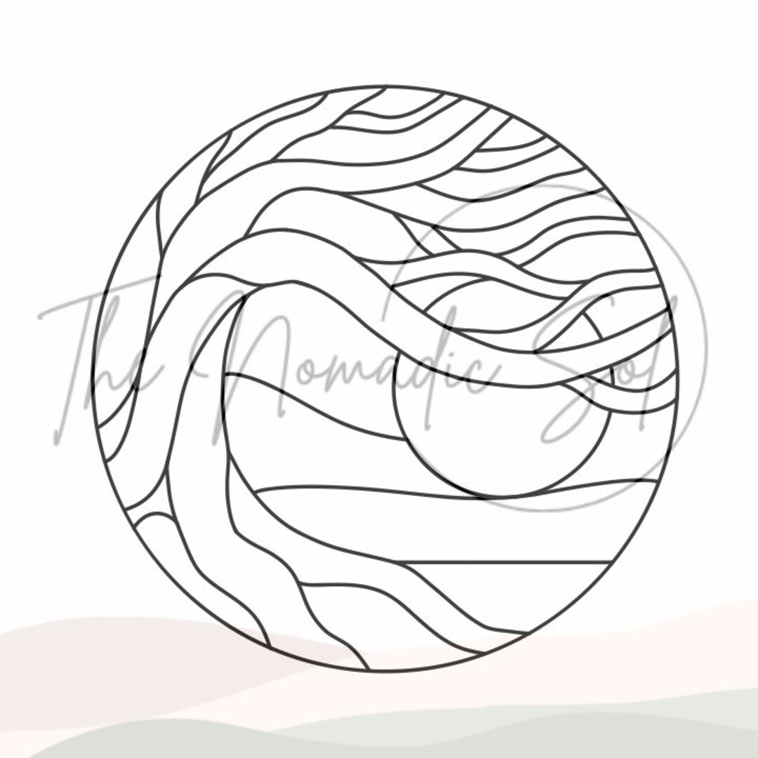 Breezy Night Sky With Moon & Tree Pattern Stained Glass PDF Digital ...