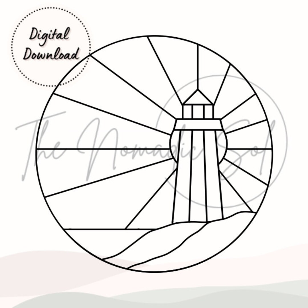 Lighthouse Sunset Pattern Stained Glass PDF JPG PNG Digital File - Etsy