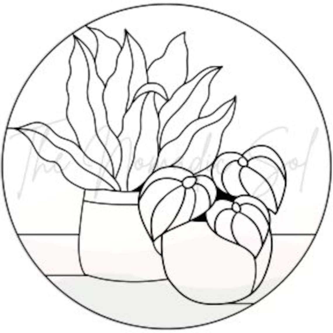 House Plants Pattern Stained Glass PDF Digital File - Etsy