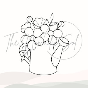 Watering Can Bouquet Pattern Stained Glass PDF Digital File - Etsy