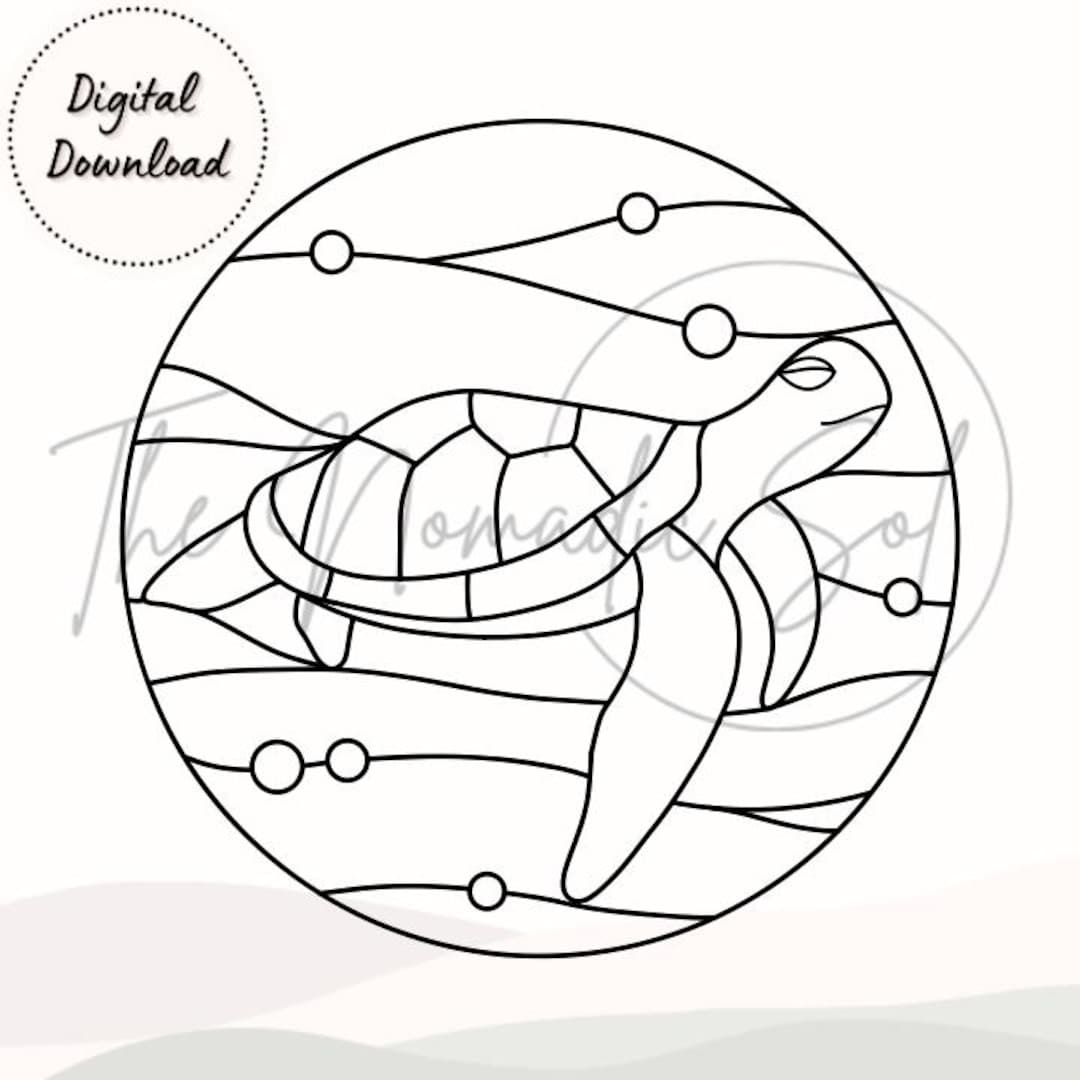 Sea Turtle Patterns Stained Glass PDF Digital File- 2 Design Variations ...