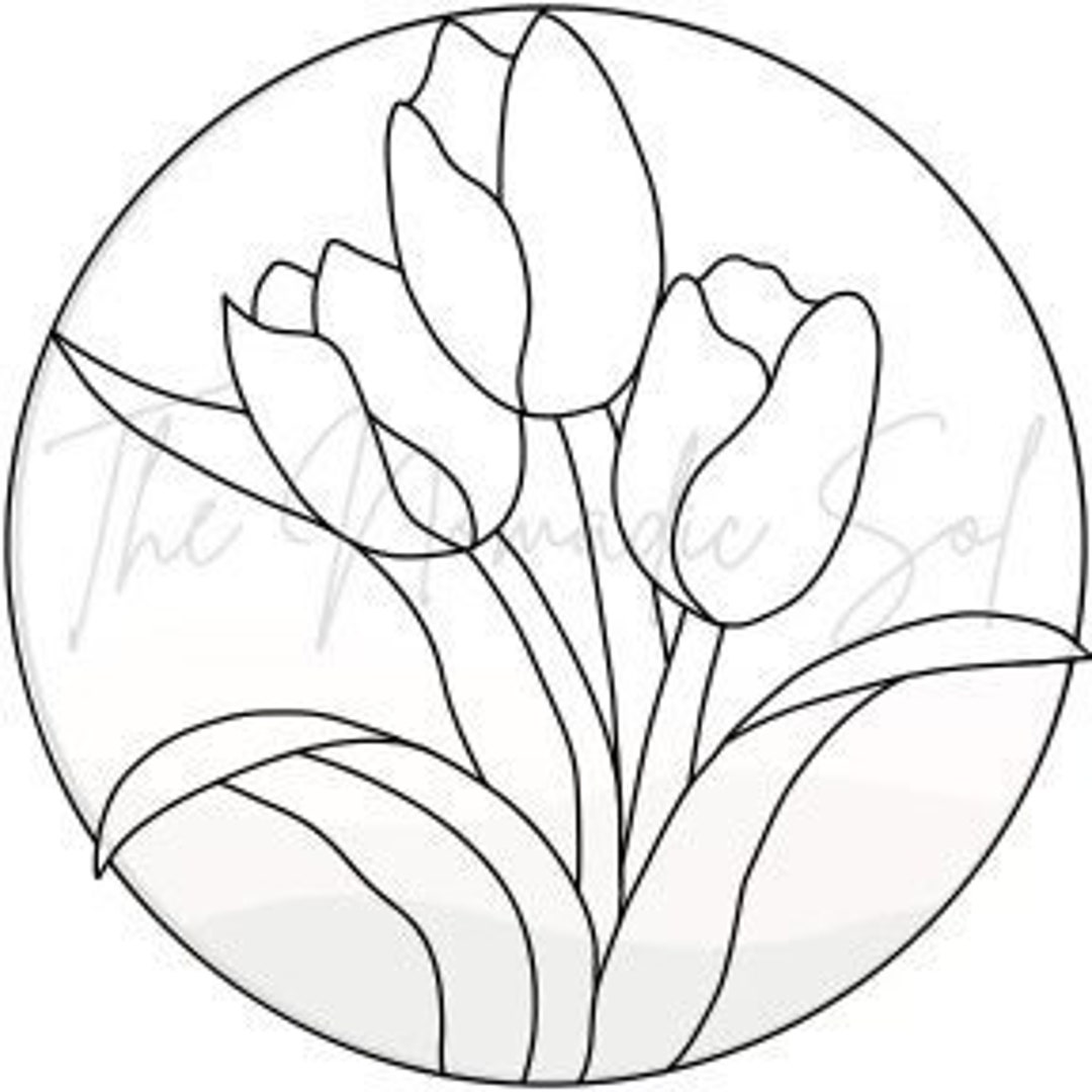 Tulip Flowers Pattern Stained Glass PDF Digital File - Etsy