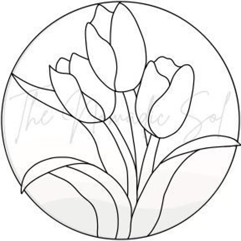 Tulip Flowers Pattern Stained Glass PDF Digital File - Etsy