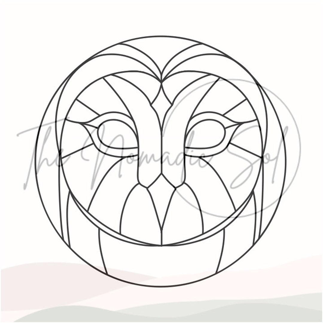 Owl Face Pattern Stained Glass PDF Digital File - Etsy