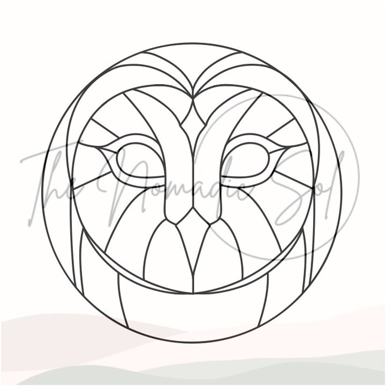 Owl Face Pattern Stained Glass PDF Digital File - Etsy