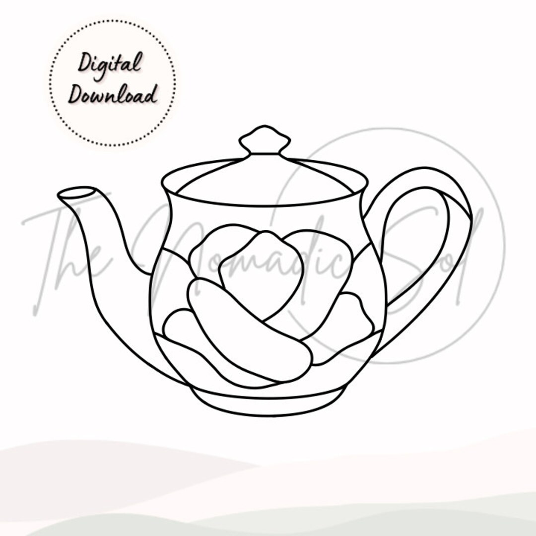 Teapot With Rose Pattern Stained Glass PDF JPG PNG Digital File - Etsy
