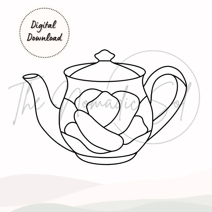 Teapot With Rose Pattern Stained Glass PDF JPG PNG Digital File - Etsy