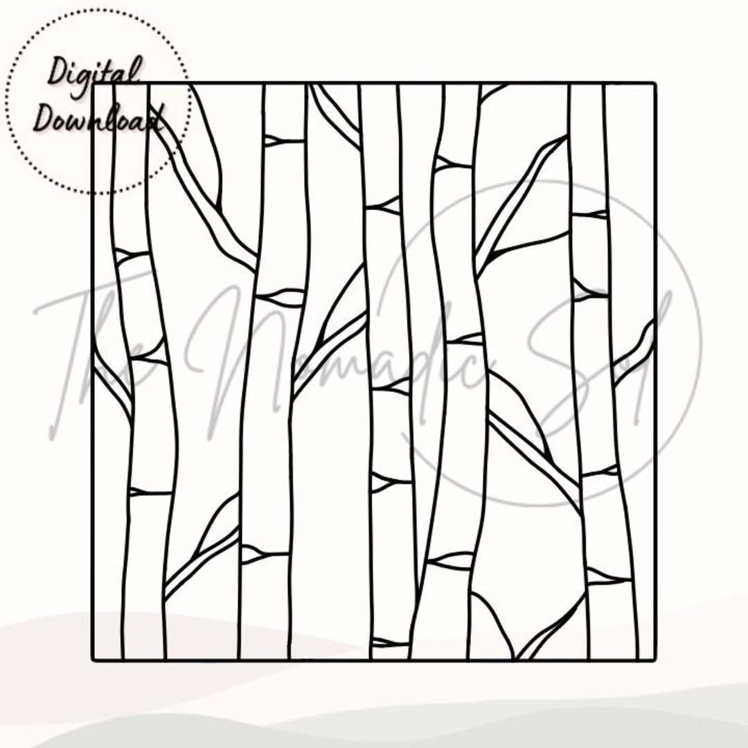 Birch Trees Pattern Stained Glass PDF Digital File- 2 Variations ...