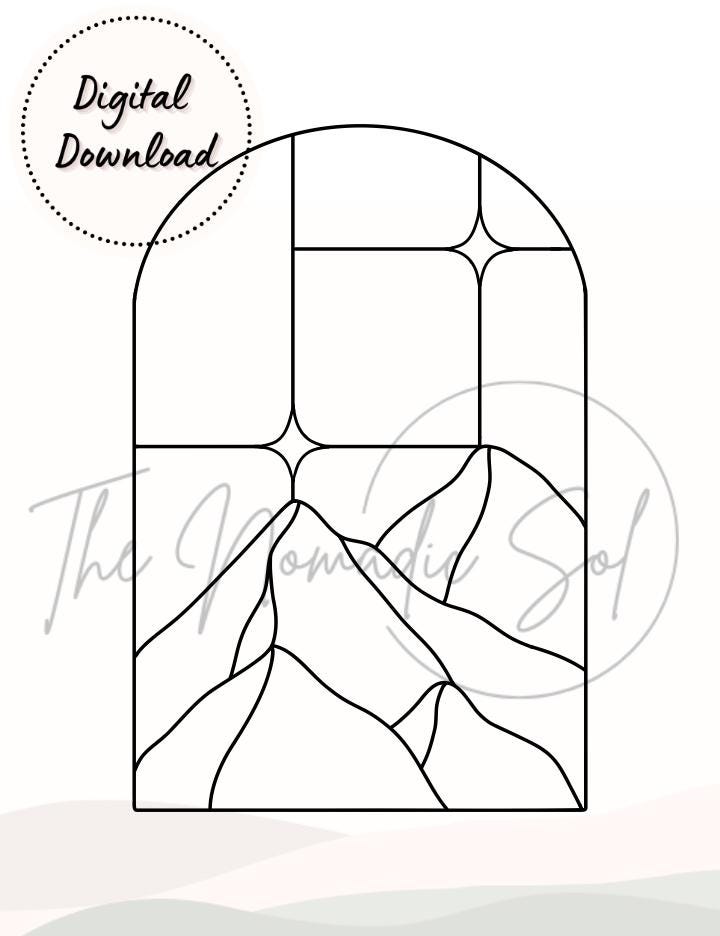 Night Sky Mountain Scape Pattern Stained Glass PDF Digital File 2 ...