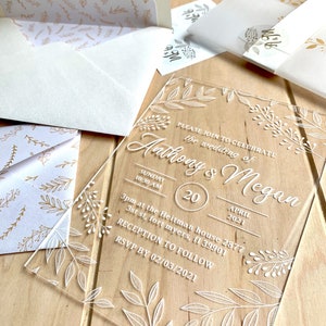 Acrylic Wedding Invitation With Ivory Envelope and Elegant - Etsy