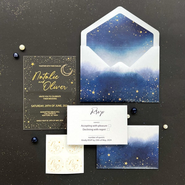 Starry Night Invitation - Etsy