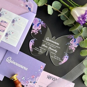 Butterfly Quinceanera Invitations Acrylic Butterfly Invites - Etsy