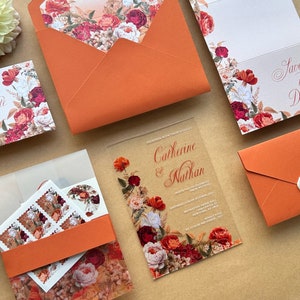 Terracota Acrylic Wedding Invitation Autumn Fall Wedding - Etsy