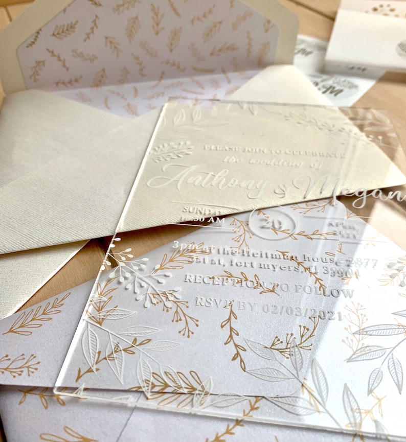 Acrylic Wedding Invitation With Ivory Envelope and Elegant - Etsy