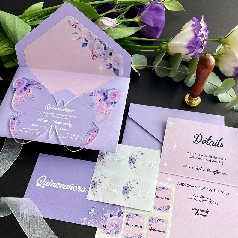 Butterfly Quinceanera Invitations Acrylic Butterfly Invites - Etsy