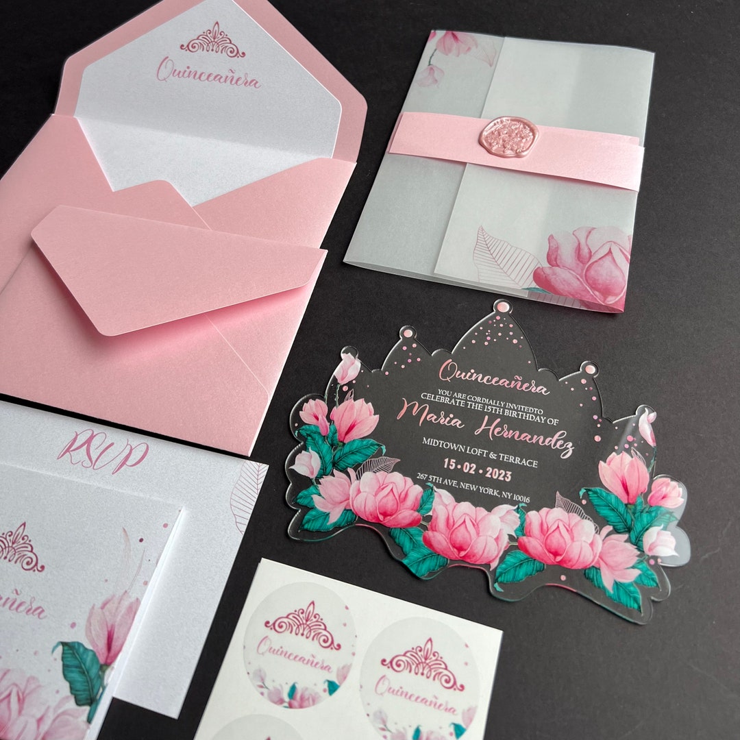 Royal Acrylic Quinceanera Invitation Crown Shape Invitation - Etsy