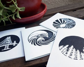 Block print cards | Etsy