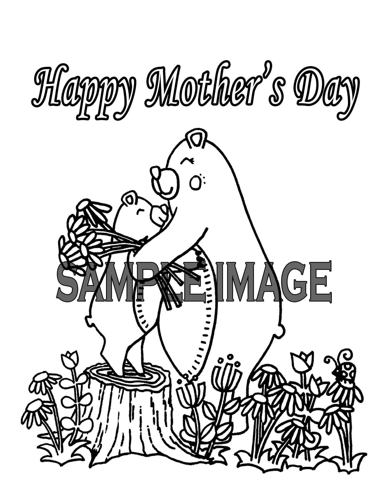 Mother's Day Bear Hug Coloring Sheet Digital Downloads ONLY - Etsy