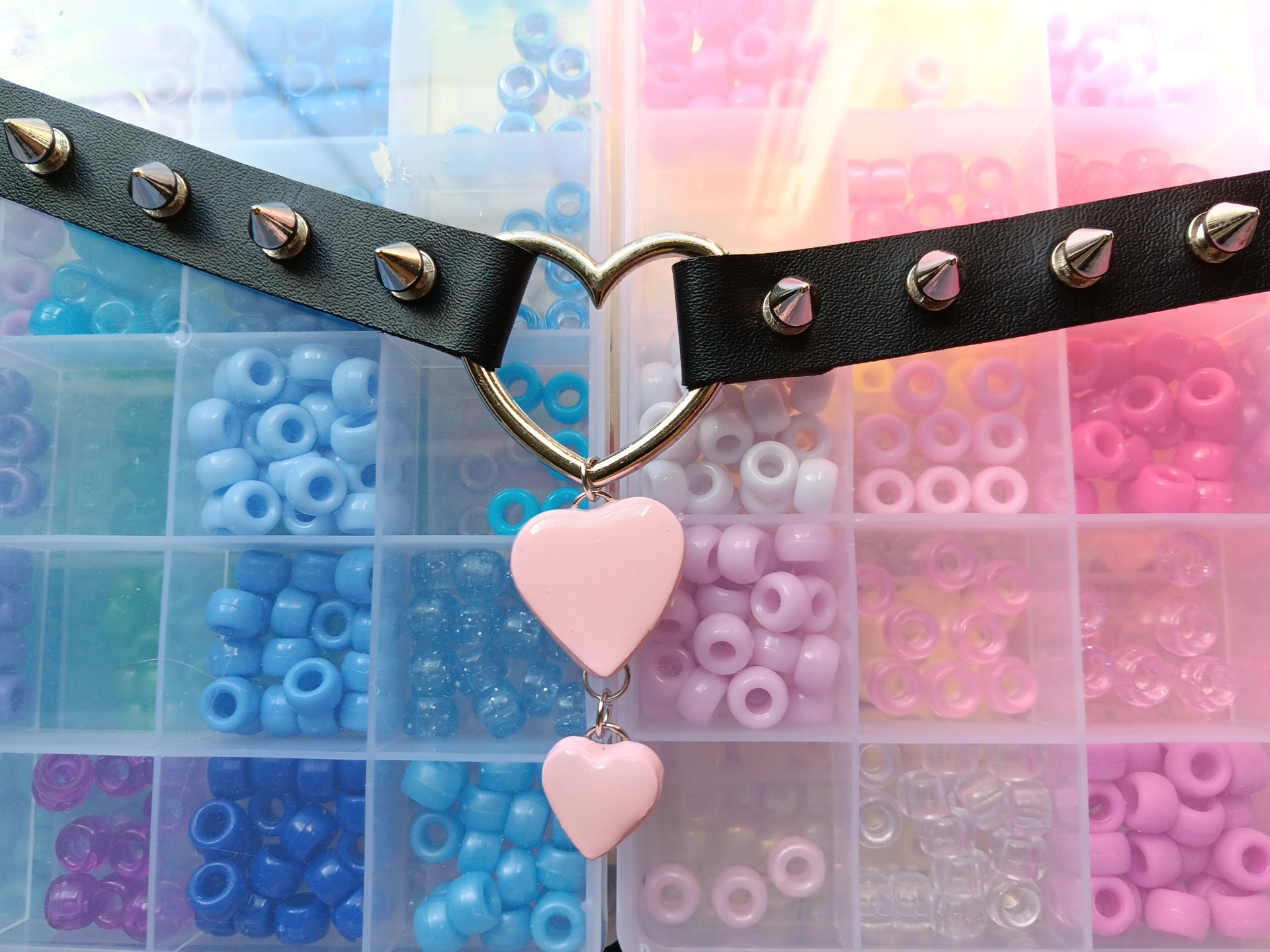 Pastel Goth Heart Choker | Pink and Black Jewelry | Scene Jewelry ...