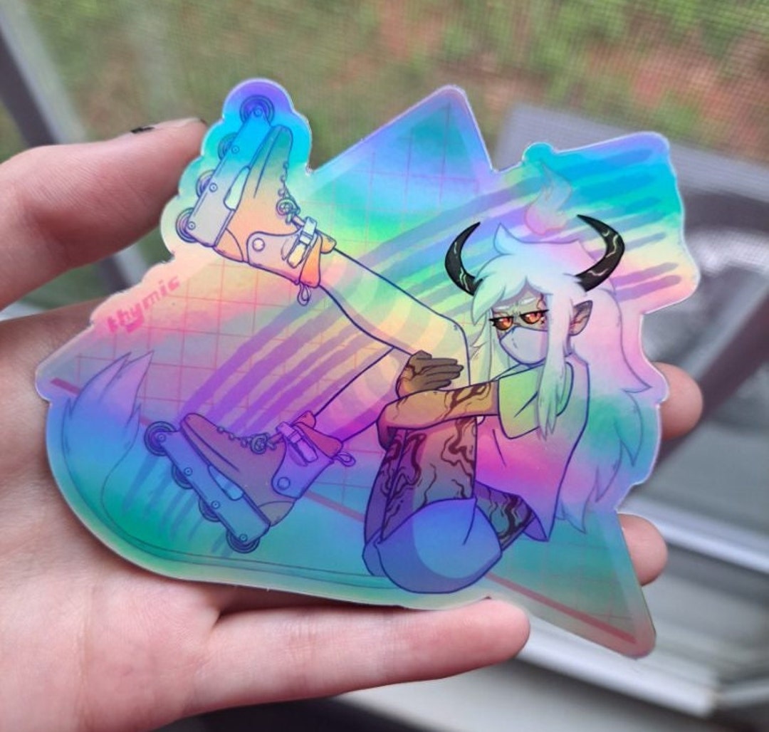Demon Girl Holographic Sticker | Vaporwave Aesthetic | Pastel Kawaii ...