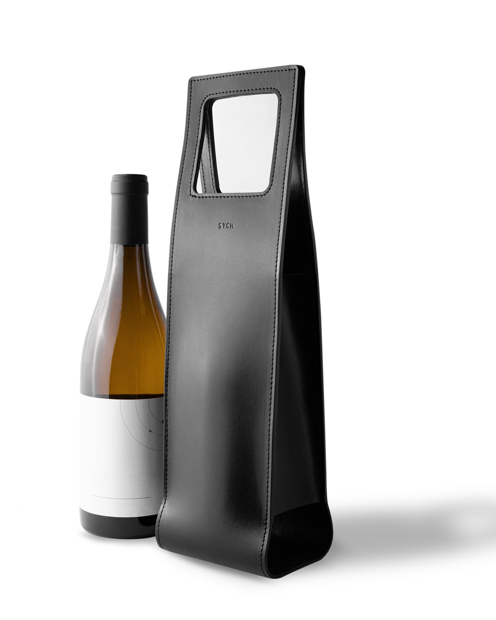 Sych Handcrafted Leather Wine Caddy, Elegant Wine Holder, Sych Studio ...