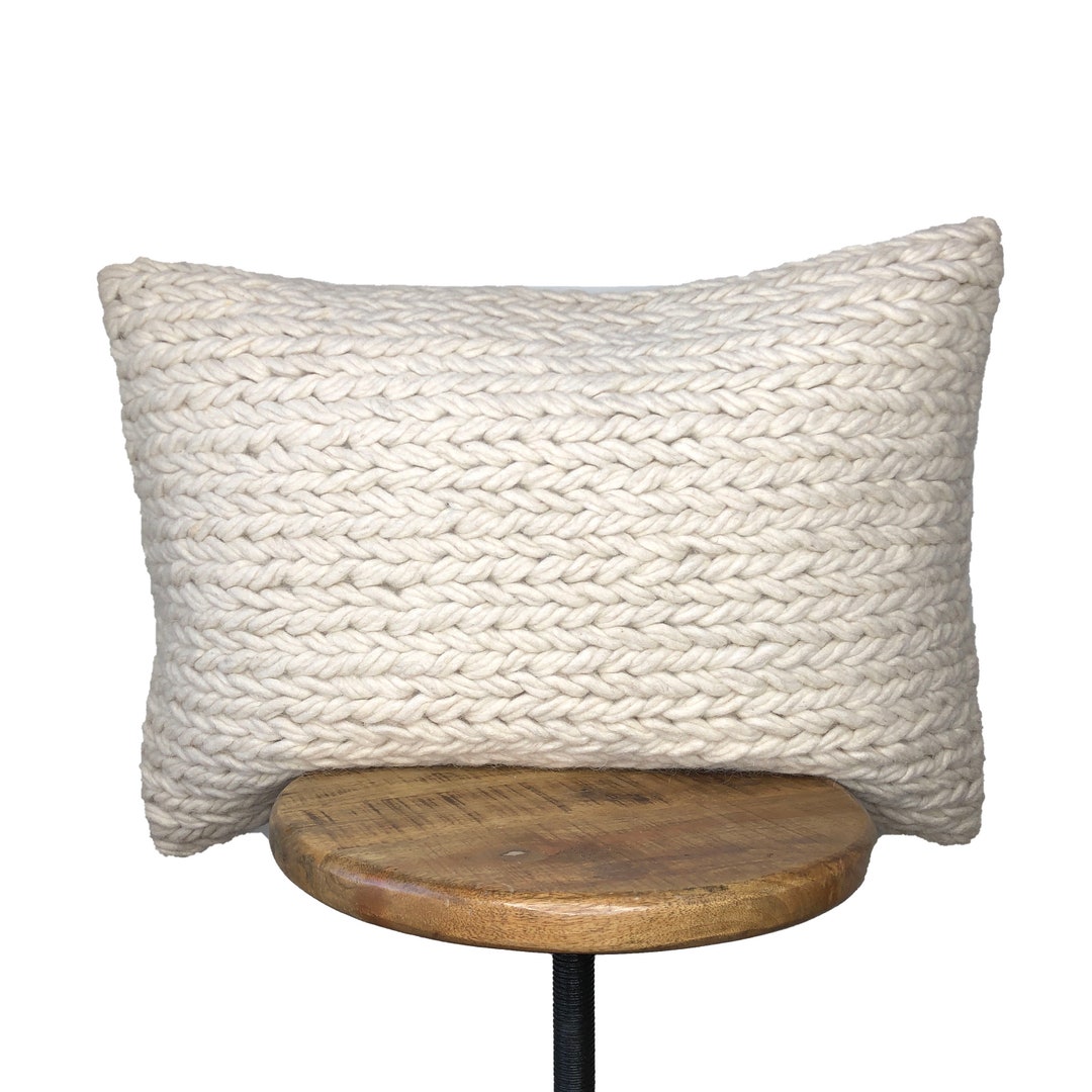 Cream or White Wool Braided Pillow Cover 20 Inch or 16 X 26 - Etsy