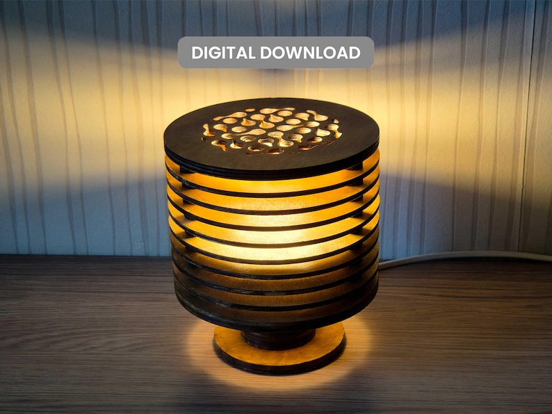 Decorative Modern Table Wooden Lamp – Laser Cut Desk Lamp Vector File ...