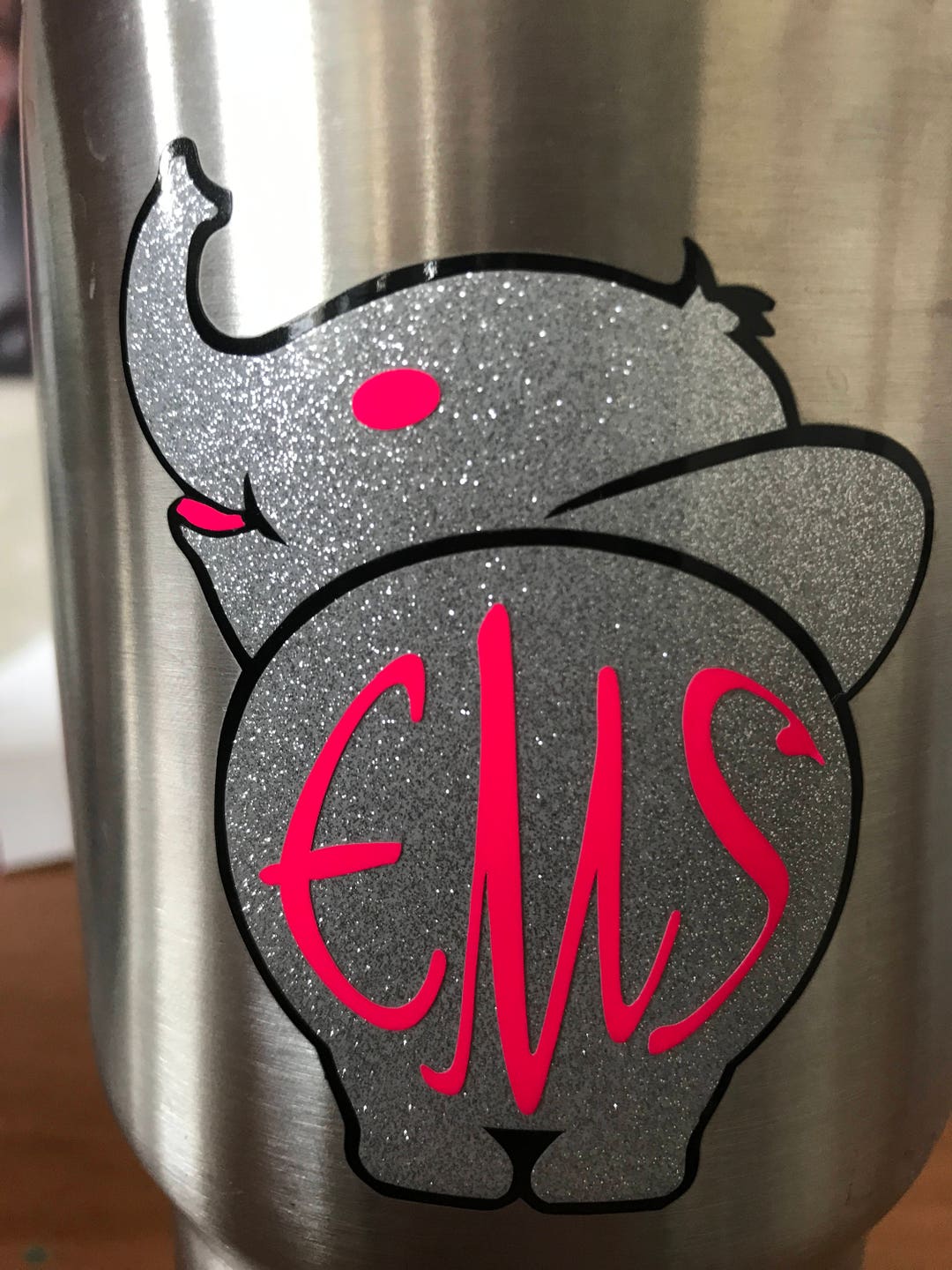 Monogrammed Elephant Decal - Elephant Decal - Elephant Monogram - Car ...