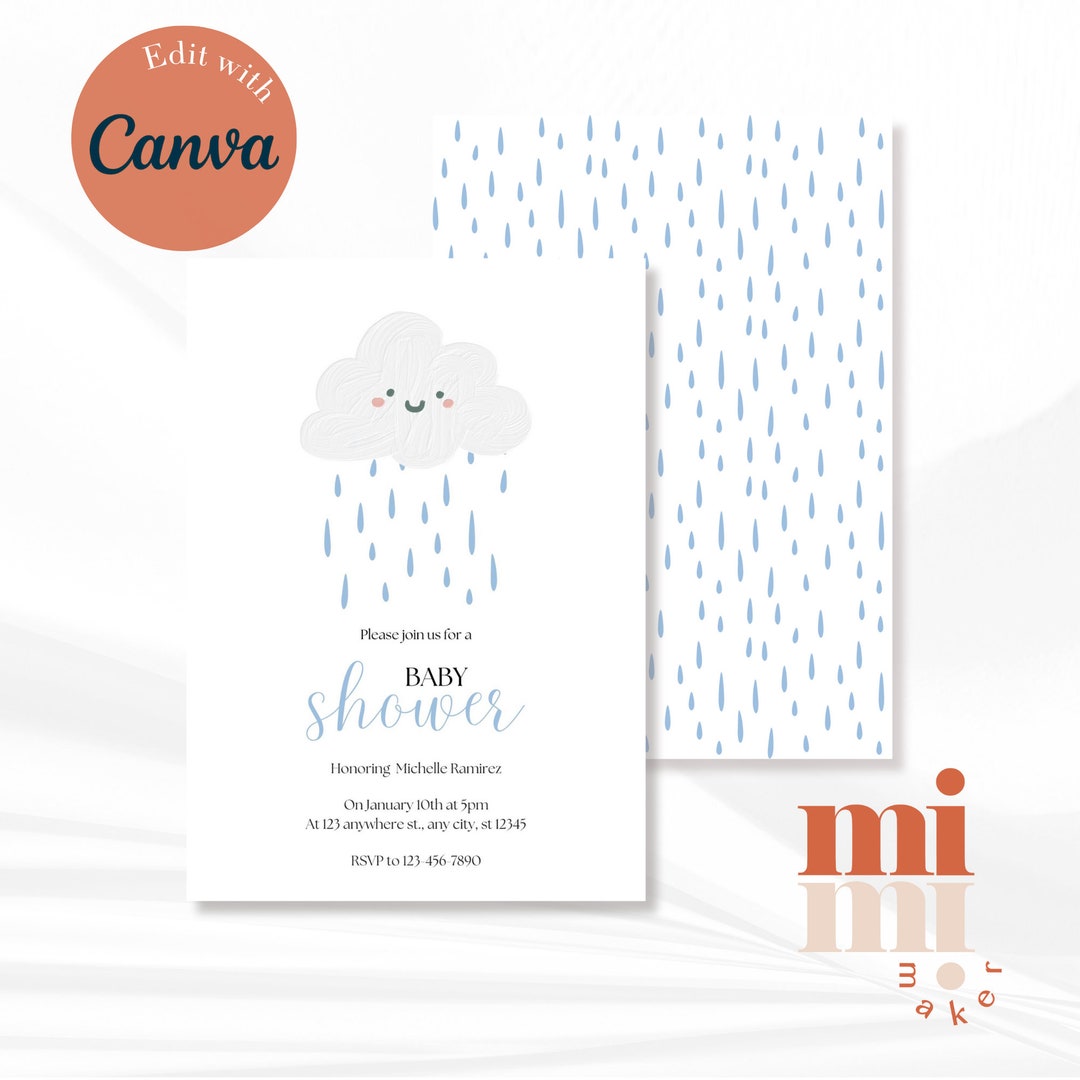 Cloud Invitation, Baby Shower Printable Invitation, Cloud Baby Shower ...