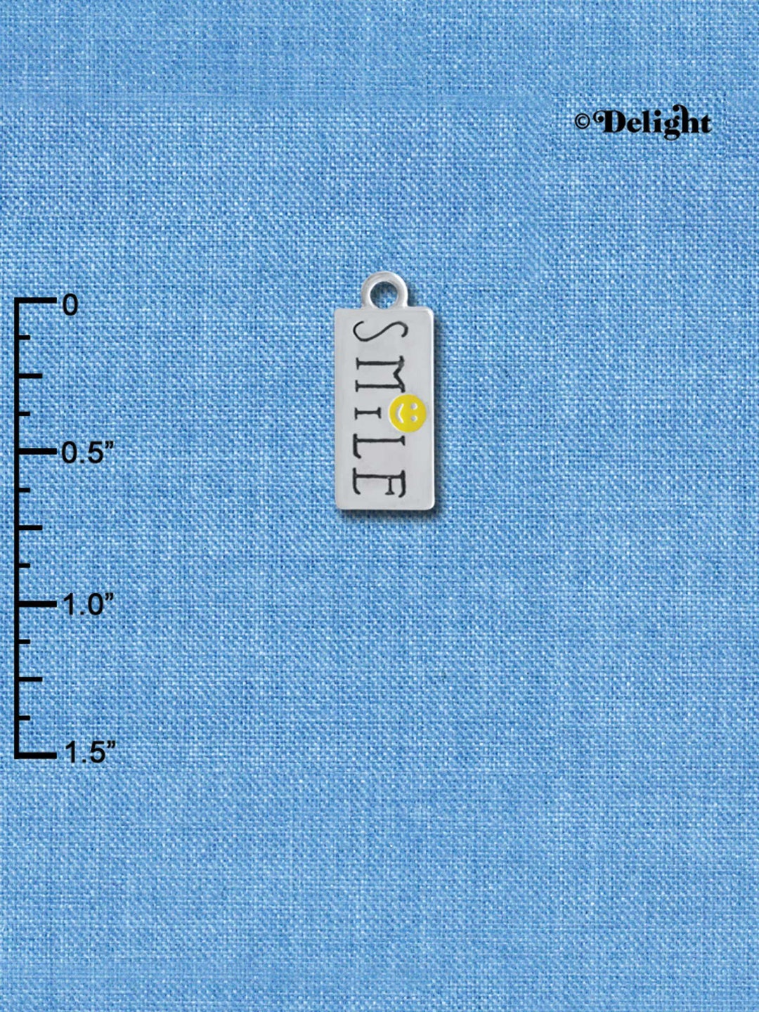 C4247+ "smile" With Happy Face Rectangle - Silver Plated Charm, Smile ...