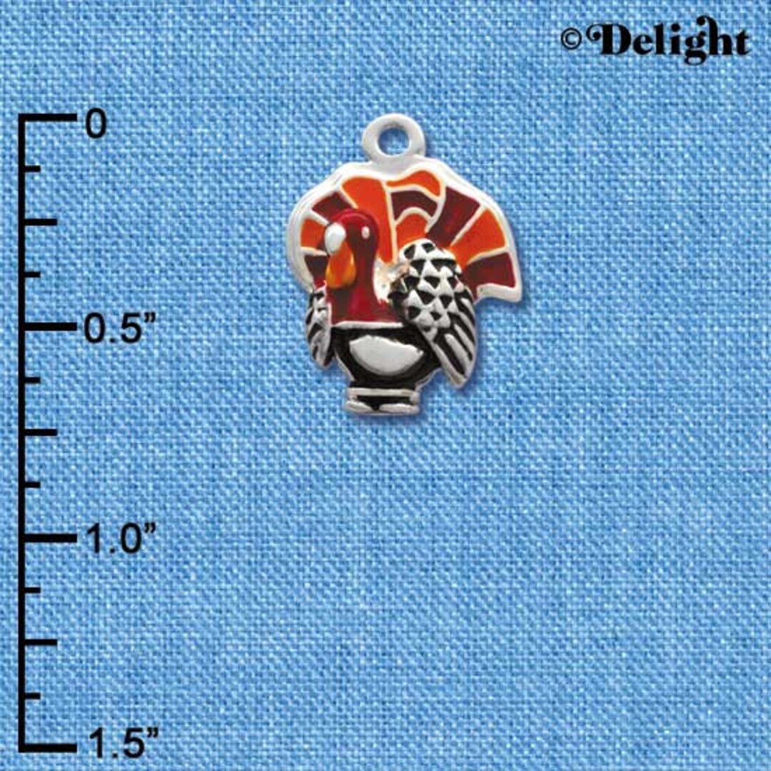 C2118 Tlf Enamel Turkey Silver Plated Charm,thanksgiving Charm,jewelry ...