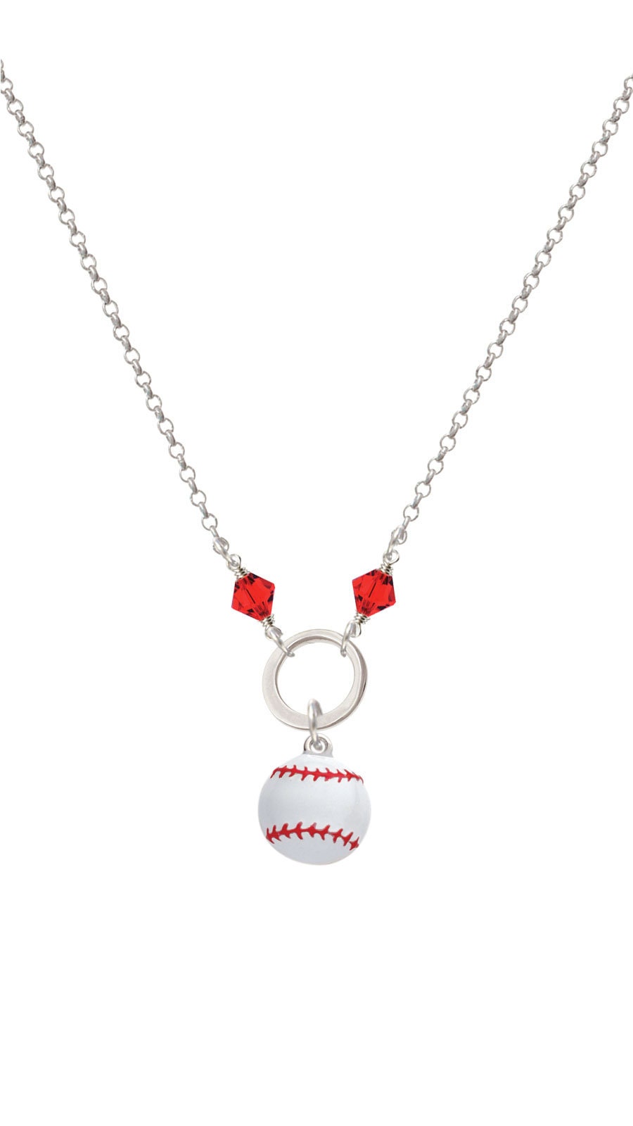 C1067 Large White Enamel Baseball Charm with Red Stitching Silver ...