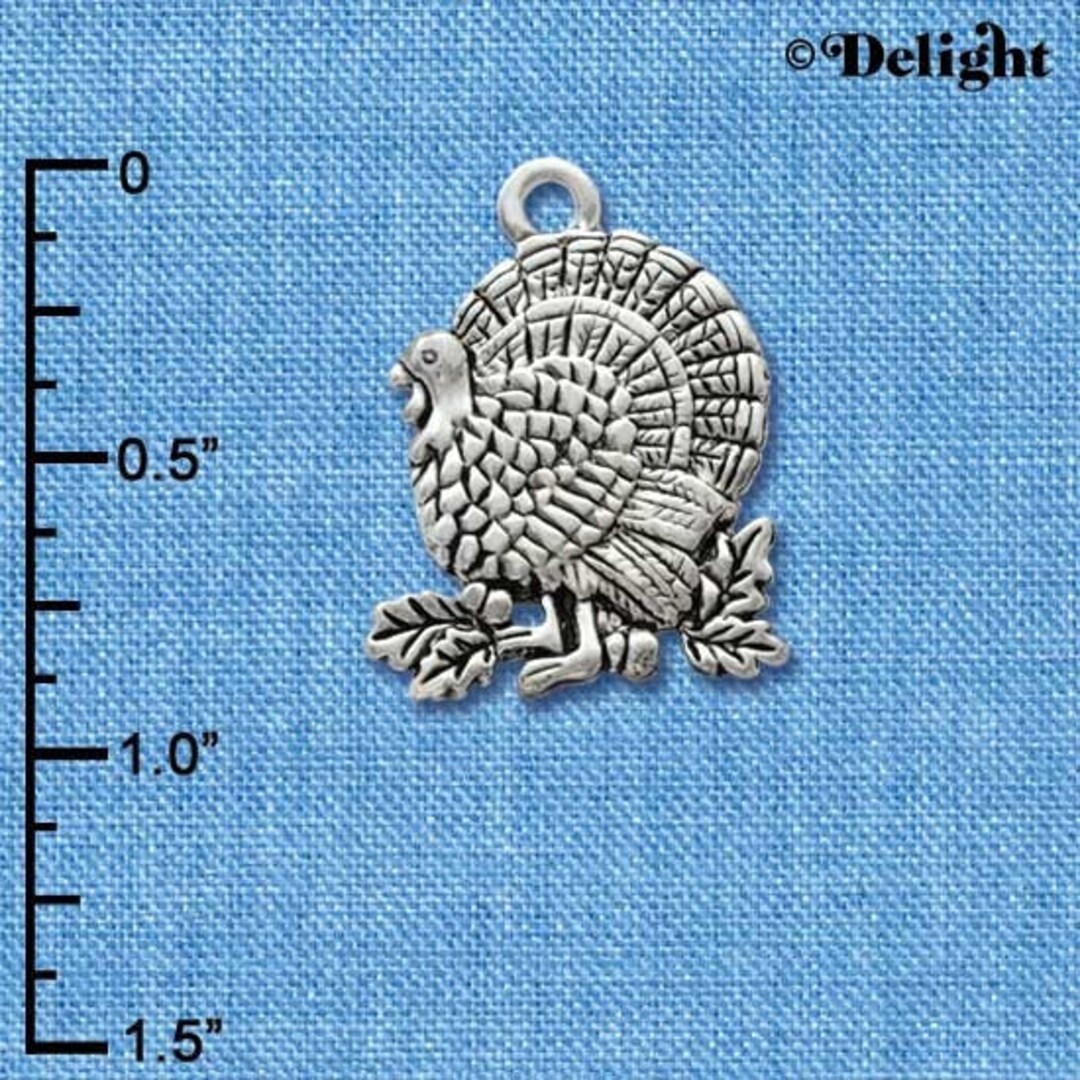 C2966 Antiqued Silver Turkey Silver Plated Charm, Thanksgiving Charm ...