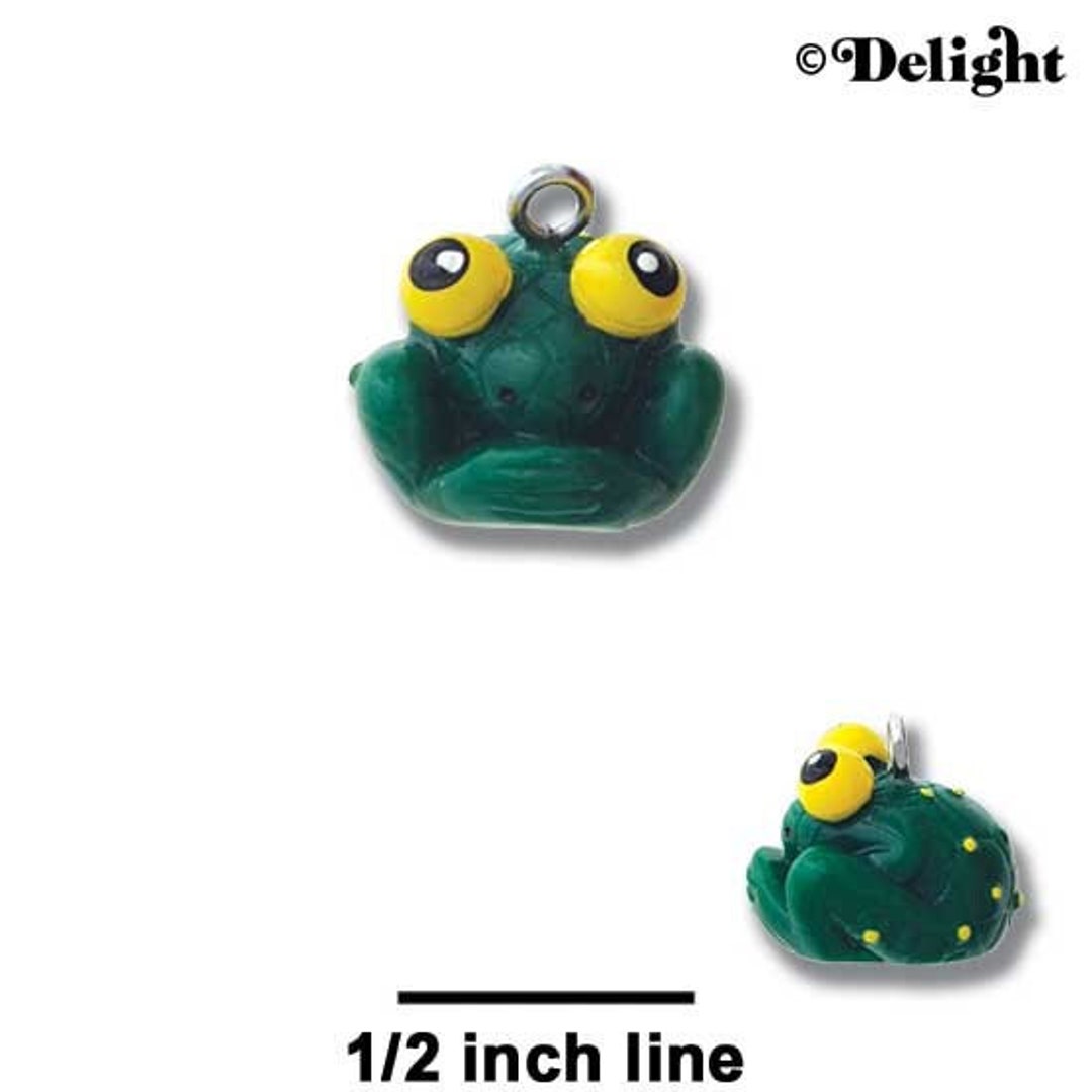 N1095 Big Eyed Frog 3-D Hand Painted Resin Charm, Green Frog Charm ...