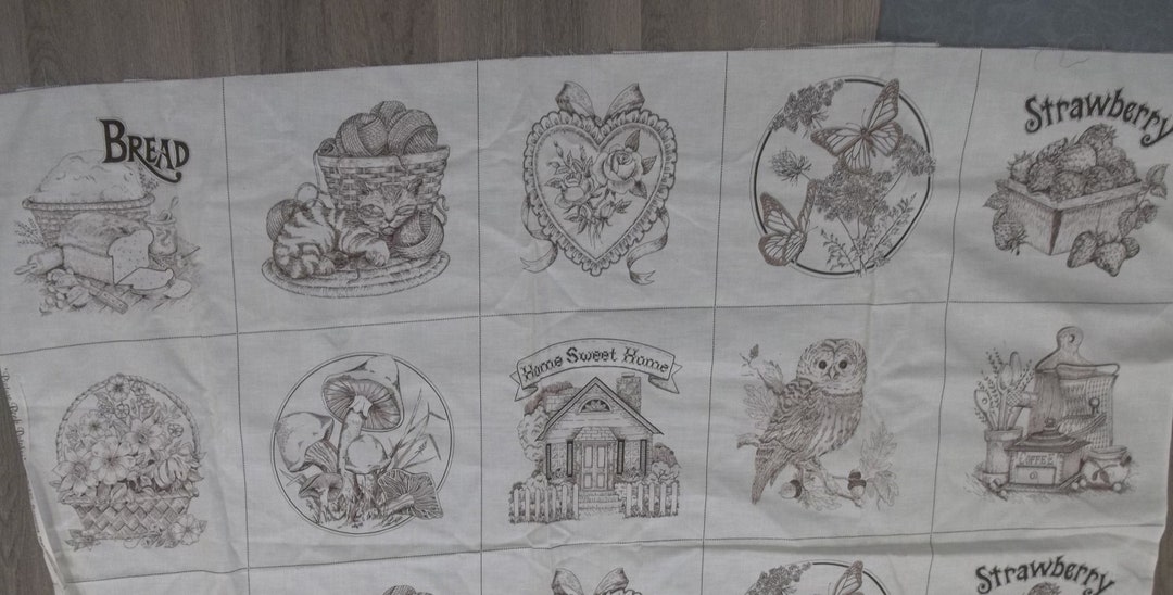 Vintage Cranston Picture Book Patches Cotton Fabric Panel - Etsy