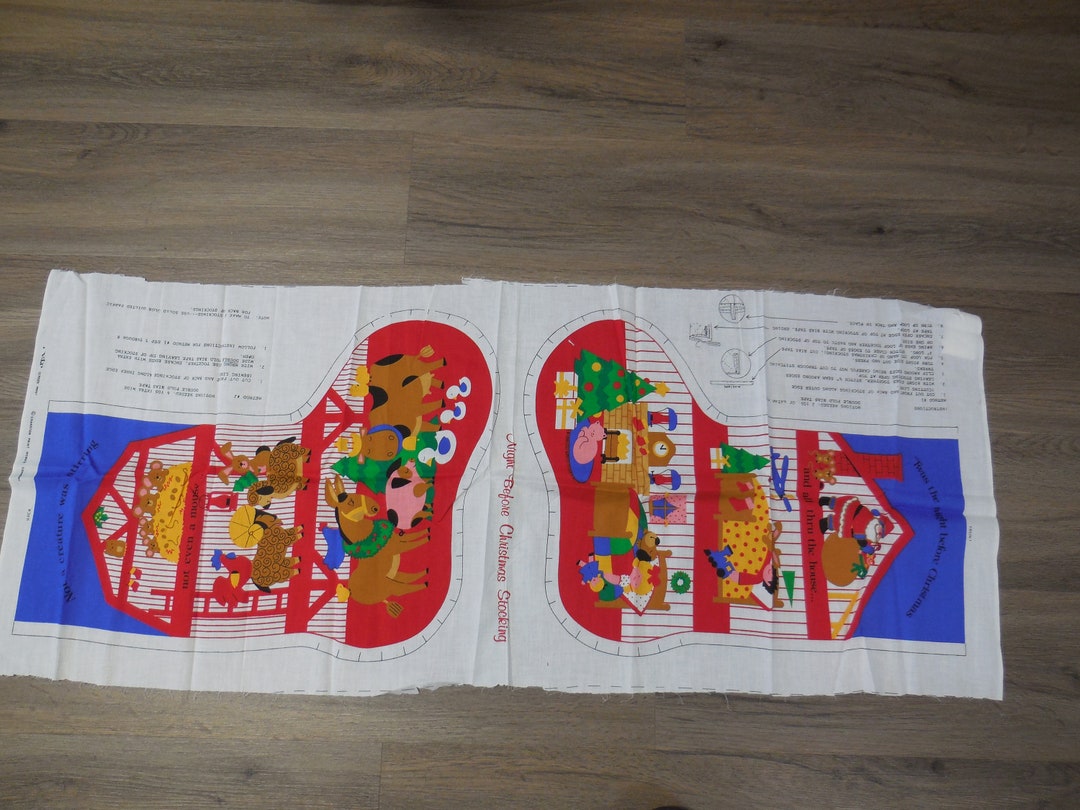 Vintage Cranston T'was the Night Before Christmas Stocking Craft Panel ...