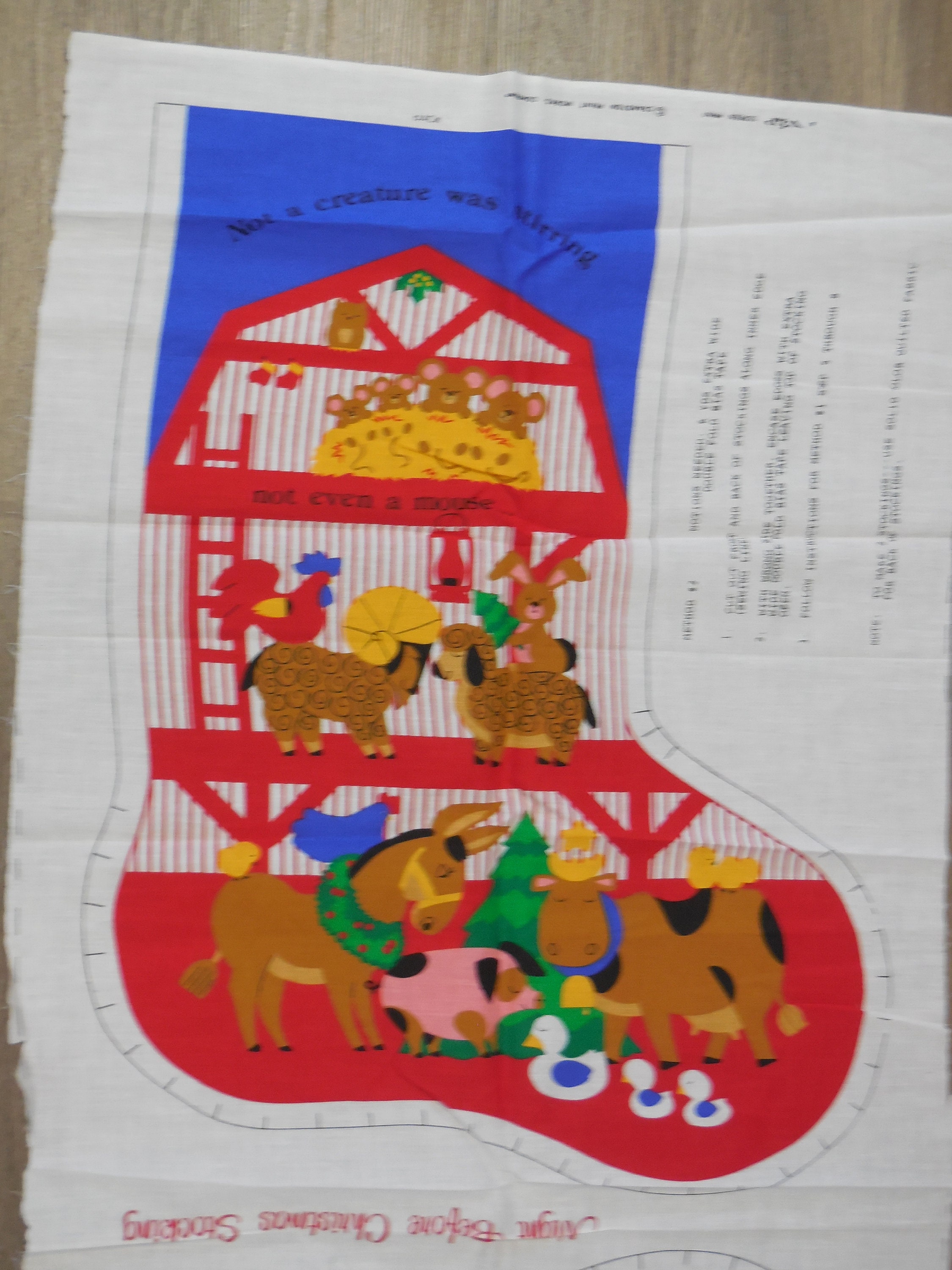 Vintage Cranston T'was the Night Before Christmas Stocking Craft Panel ...