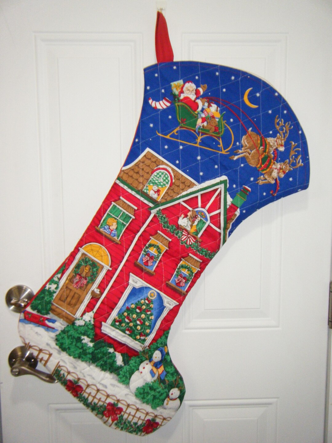 Vintage Cranston Jumbo Stocking the Night Before Christmas 31" Red ...