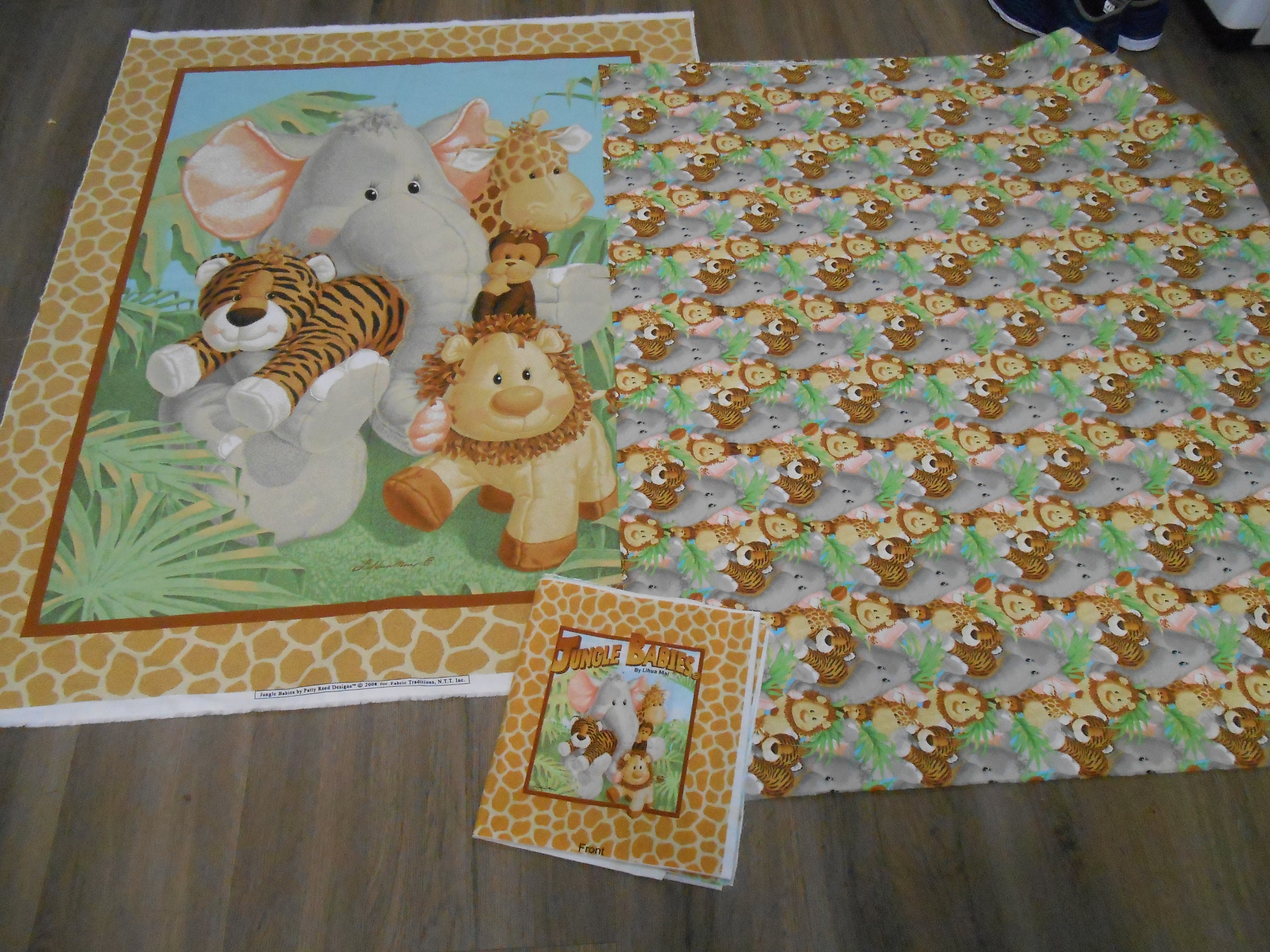 Jungle Babies Animal Quilt Top & Cloth Book Panels Matching Backing ...