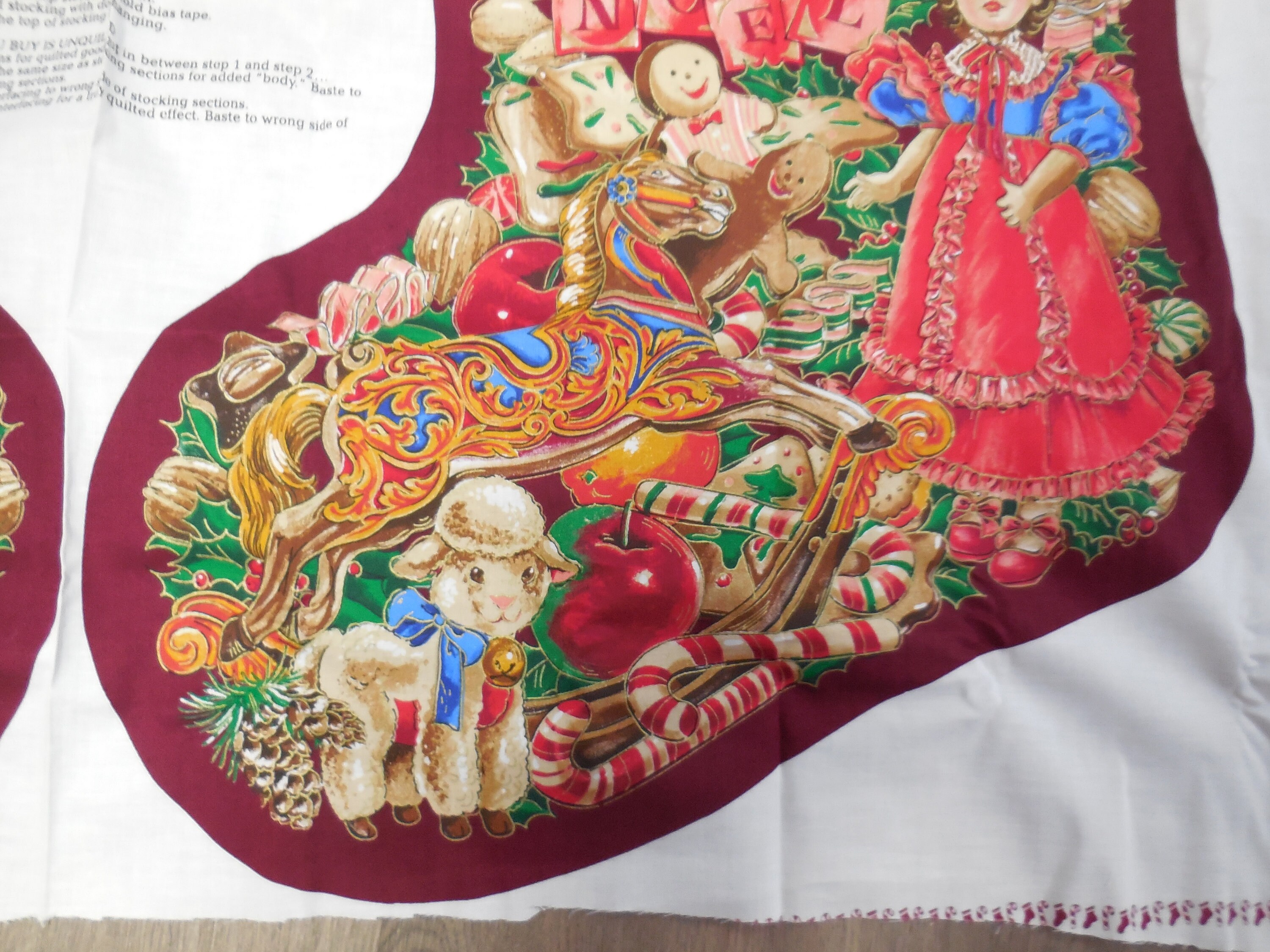 Vintage Cranston Jumbo Christmas Stocking Toyland Fabric Craft Panel - Etsy