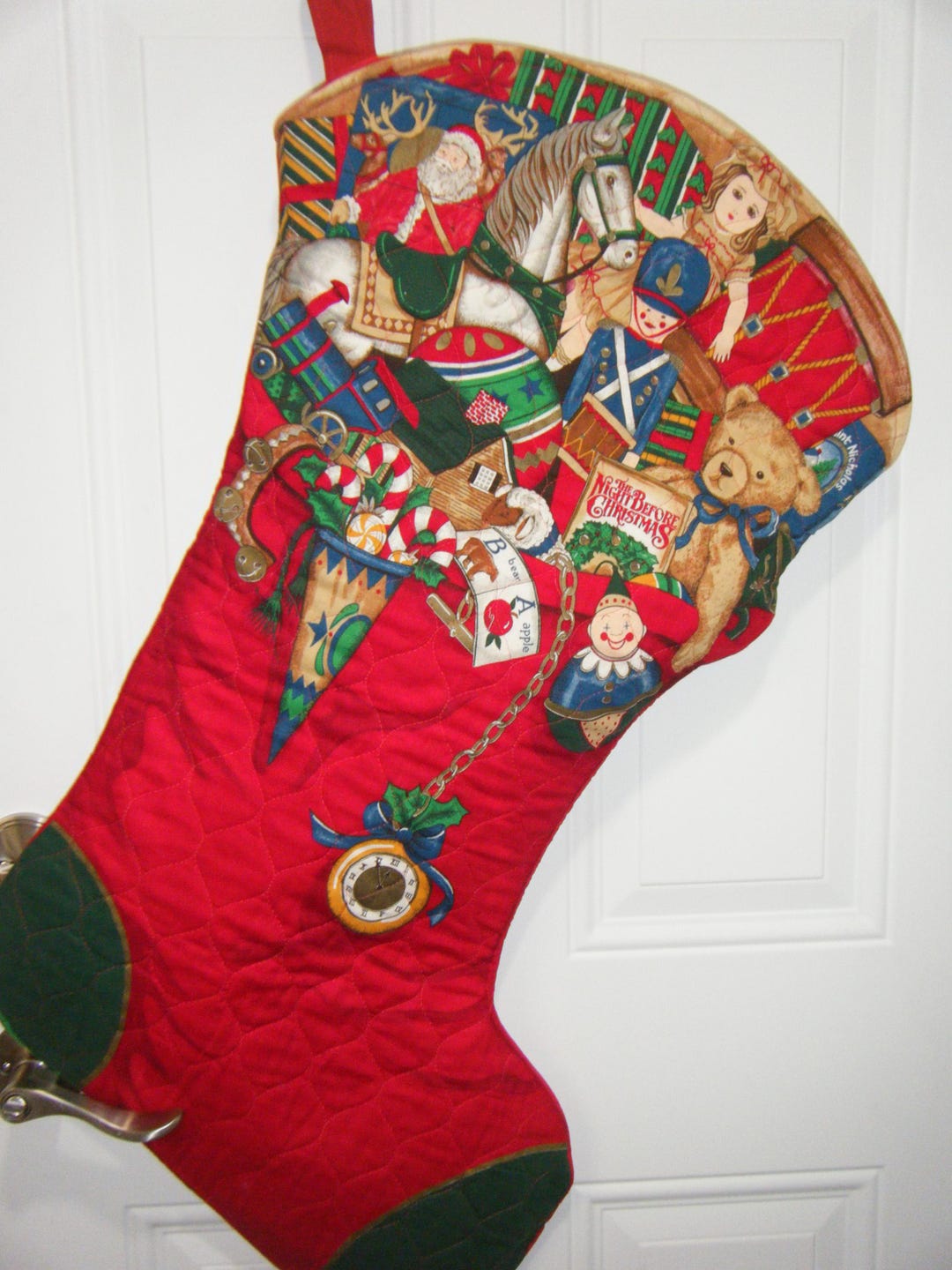 Vintage Cranston Jumbo Quilted Christmas Stocking Home for the Holidays ...