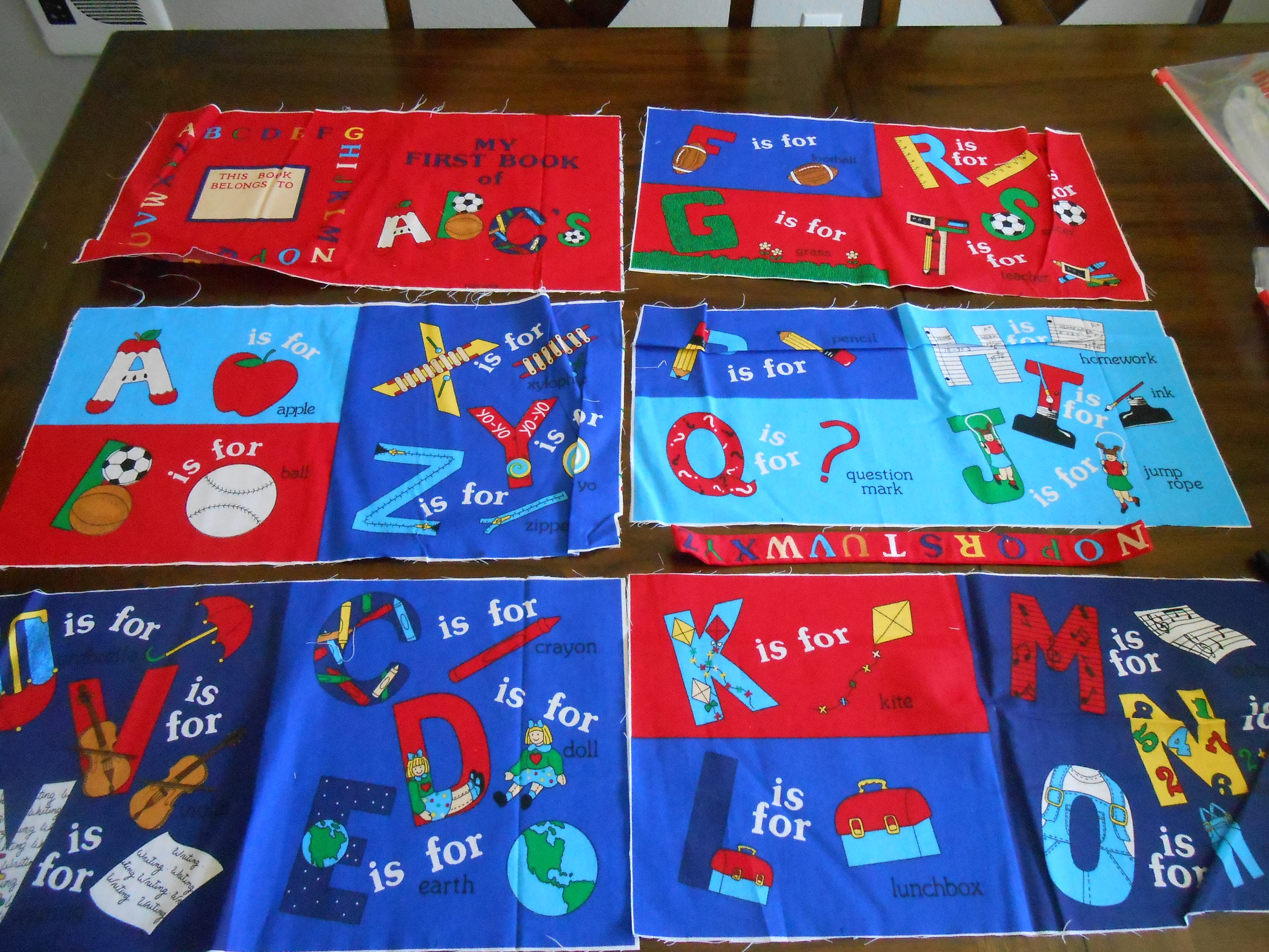 Vintage My First Book of Abc's School Them Fabric Cloth Book Craft ...