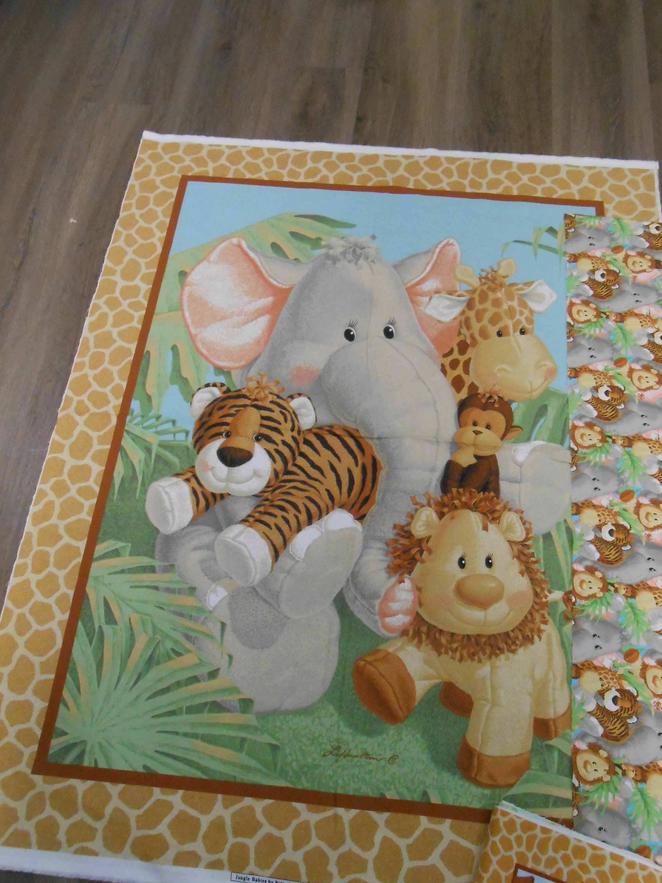 Jungle Babies Animal Quilt Top & Cloth Book Panels Matching Backing ...