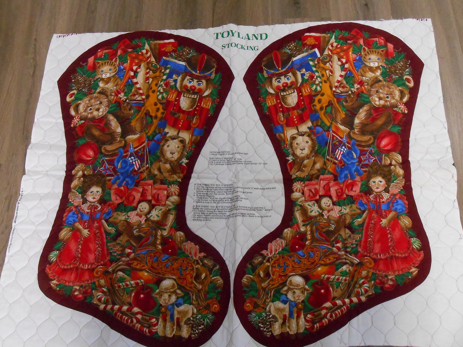 Vintage Cranston Jumbo Christmas Stocking Cut Craft Panel Toyland ...