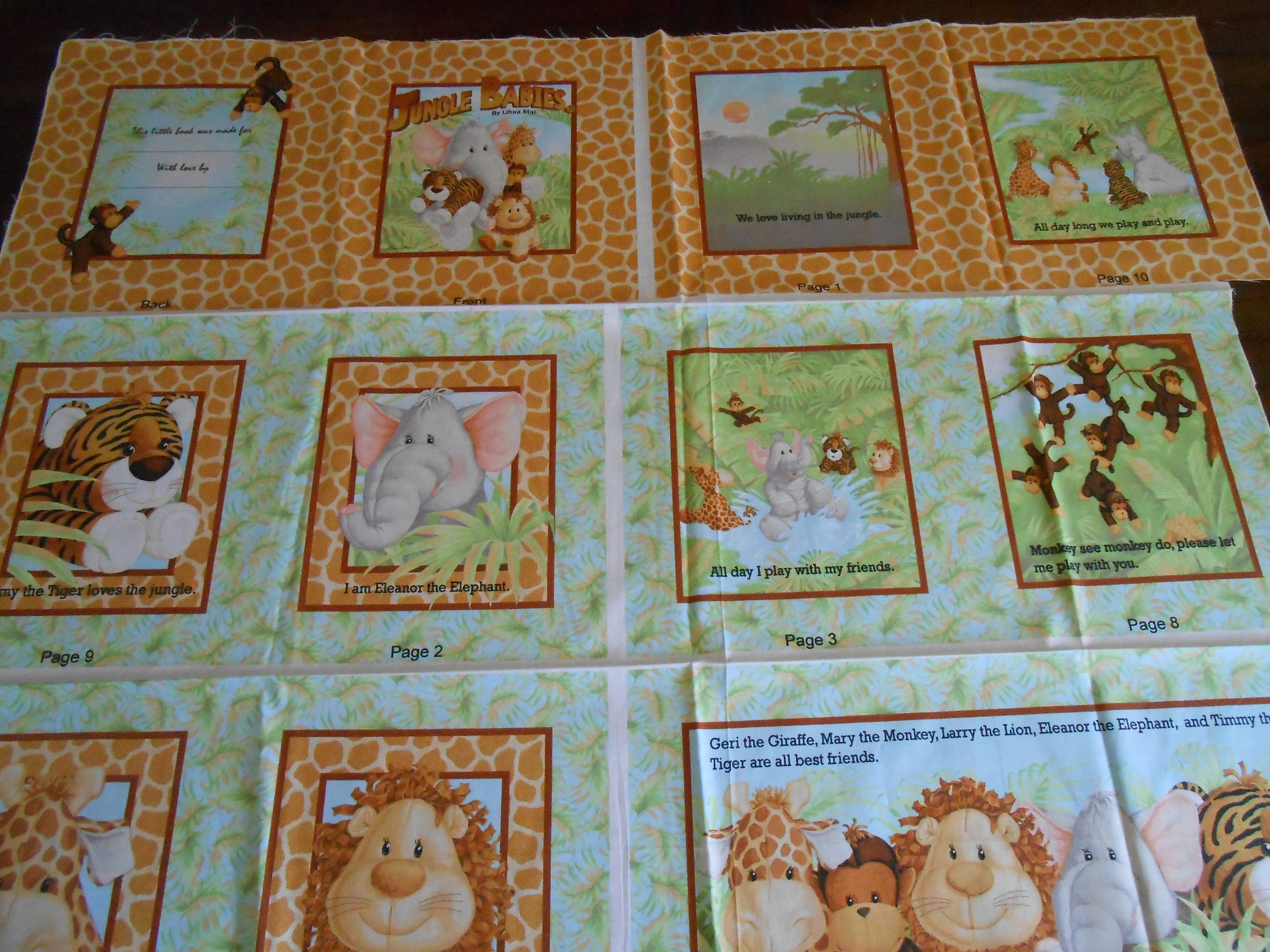 Jungle Babies Fabric Cloth Book Craft Panel - Etsy